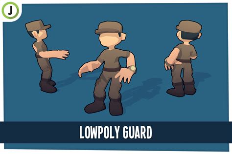 Lowpoly Guard 3d Characters Unity Asset Store