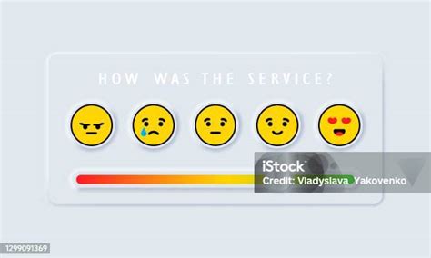 피드백 이모티콘 슬라이더 다른 감정을 나타내는 이모티콘으로 리뷰 또는 등급 척도 만족도 등급 벡터 Eps 10 흰색 배경에 격리 미끄러짐에 대한 스톡 벡터 아트 및 기타