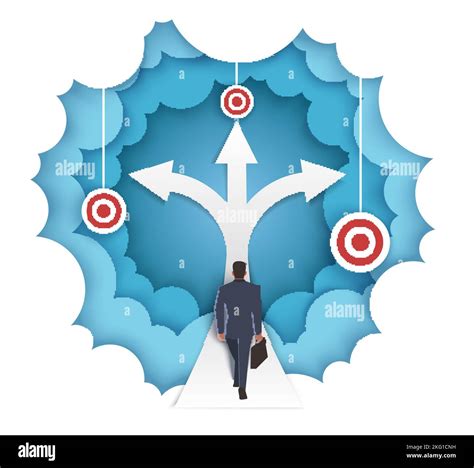 Decision Making Vector Concept Layered Paper Cut Style Illustration Businessman Choosing Path