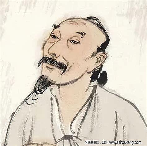 卢沉作品 板桥赏竹 高清大图下载 名画油画网