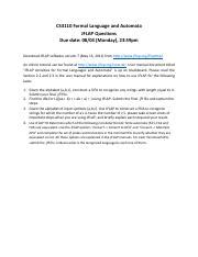 Final Project JFLAP Questions Pdf CS3110 Formal Language And