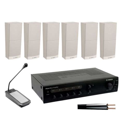 Slimline Speaker Kit With 120w Amplifier Cable And Microphone Val Spk Kit Valcom Uk