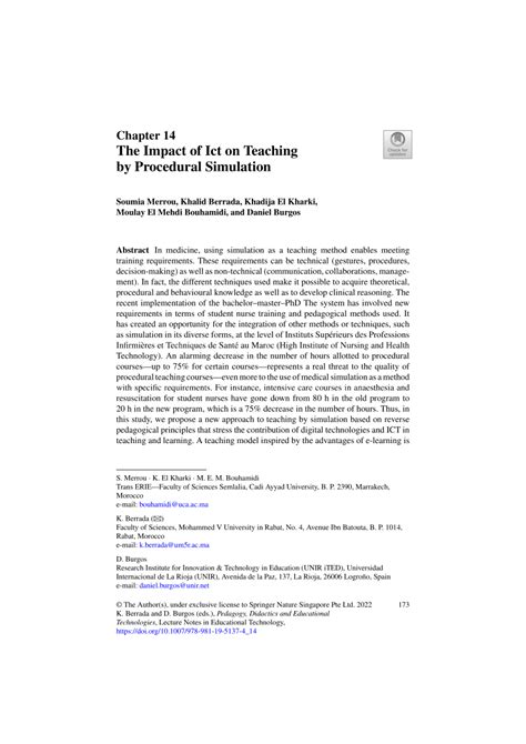 Pdf The Impact Of Ict On Teaching By Procedural Simulation