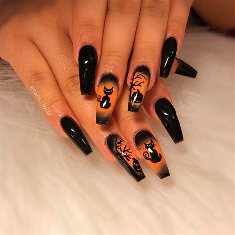 Coffin Shape Acrylic Halloween Nail Designs 2020 Acrylic Design