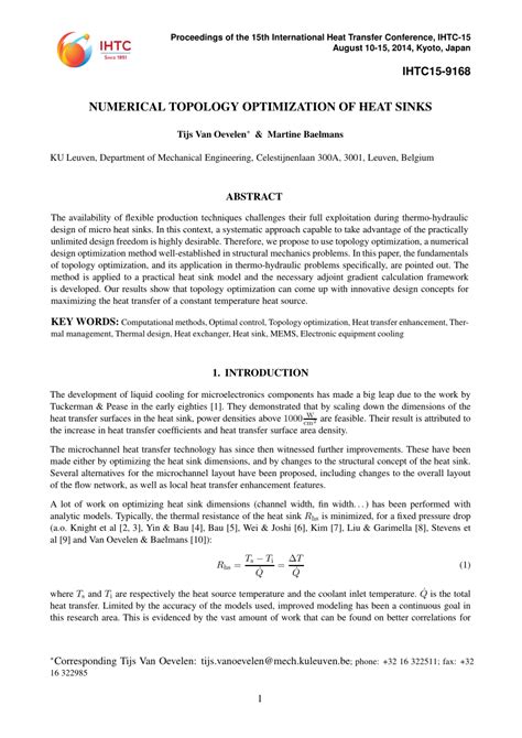 Pdf Numerical Topology Optimization Of Heat Sinks