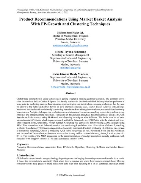 Pdf Product Recommendations Using Market Basket Analysis With Fp Growth And Clustering Techniques