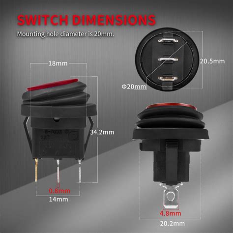 Buy DaierTek Red LED 12 Volt Rocker Switch Waterproof Round Rocker Toggle Switch 12V Lighted ON