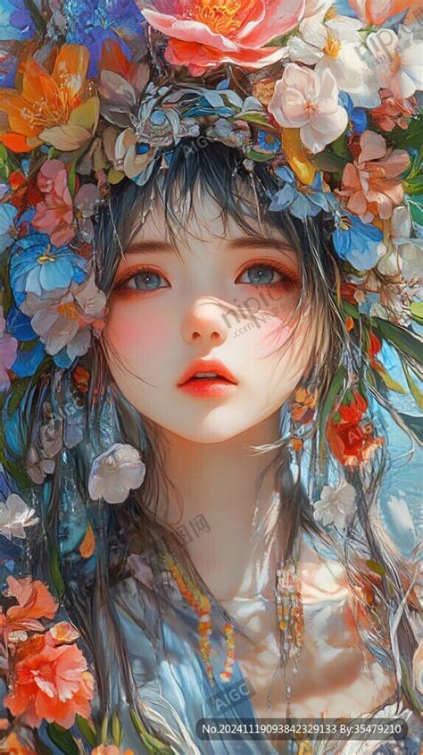 Ai创作图厚涂少女 唯美少女插画 唯美意境少女插画 仙气女孩插画 板绘少女插画 日系女孩插画 唯美人物插画 日系风格女孩插画 日系少女插画 厚涂插画 梦幻唯美蓝色系少女 插画梦幻女孩 日韩厚涂