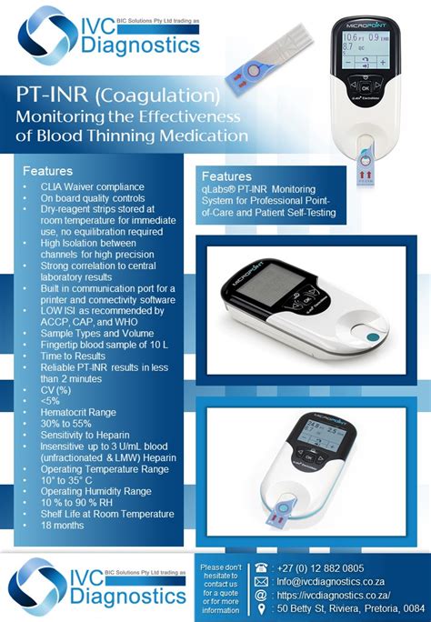 Pt Inr Coagulation Point Of Care Device Ivc Diagnostics