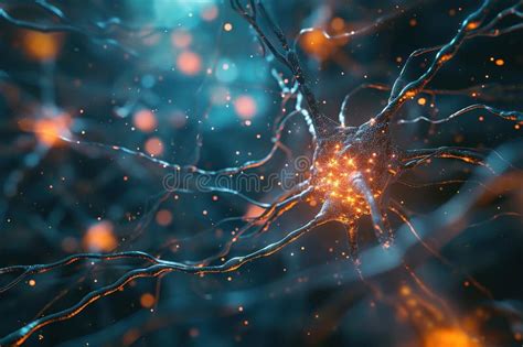 Neural Network Illustration Synaptic Activity Ai Generated Stock Illustration Illustration