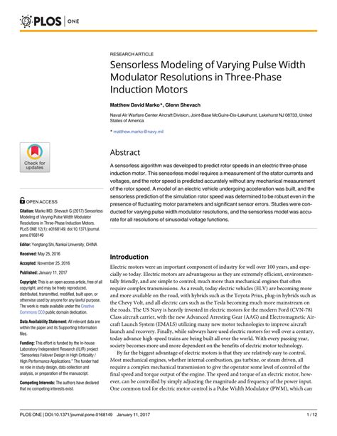 Pdf Sensorless Modeling Of Varying Pulse Width Modulator Resolutions In Three Phase Induction