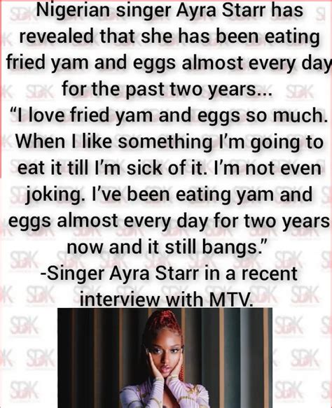 Stella Dimoko Singer Ayra Starr Reveals What She Eats Everyday