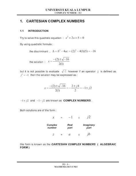 Pdf 1 Cartesian Complex Numbers Uploads 1 8 Complex