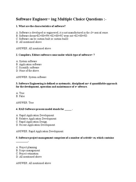 software engineer mcqs pdf software testing software