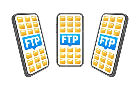 Conceito De Protocolo De Transferência De Arquivos Ftp Com Pastas Na Tela Do Smartphone