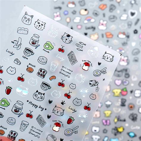 3d엠보 네일스티커 206 고양이 체리