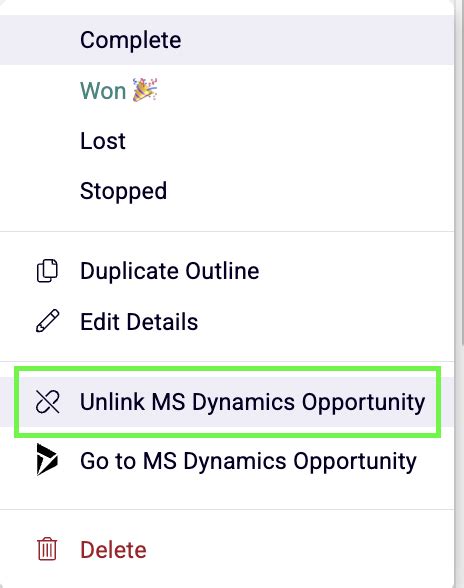 Can I Unlink A Project From Ms Dynamics Loopio Help Center