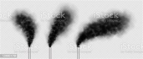 검은 연기 산업 공장 파이프 컬렉션 굴뚝 도시 발전소는 증기로 연도를 공급합니다 연기 물리적 구조에 대한 스톡 벡터 아트 및