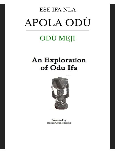Muestra Apola Odù Ese Ifá Nla Templo Oyeku Fun Pdf Adivinación