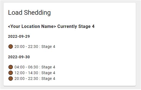 load shedding card using the eskomsepush api share your projects