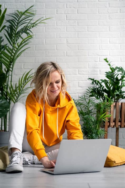 Woman Girl Using Computer Laptop Working Office Work Remotely From Home