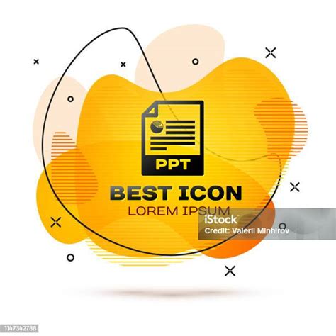 블랙 Ppt 파일 문서 아이콘입니다 Ppt 버튼 아이콘 흰색 배경에 고립 다운로드 Ppt 파일 프리 젠 테이 션 유체 색상 배너입니다 벡터 일러스트 0명에 대한 스톡 벡터