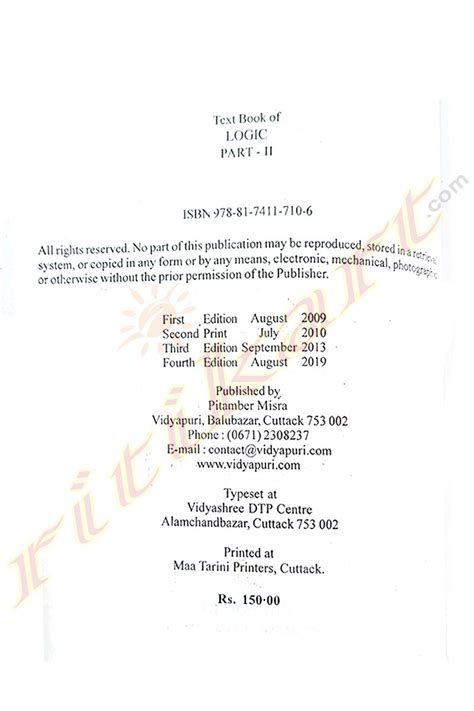 Buy Online 2 Text Book Of Logic Part Ii English Ritikart