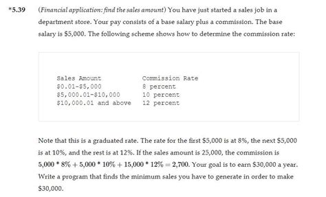 solved 5 39 financial application find the sales amount
