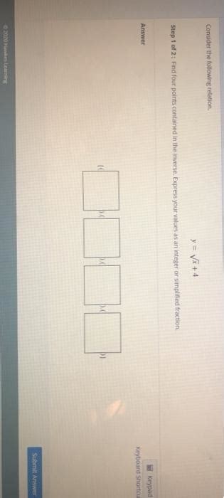 solved consider the following relation y vä 4 step 1 of