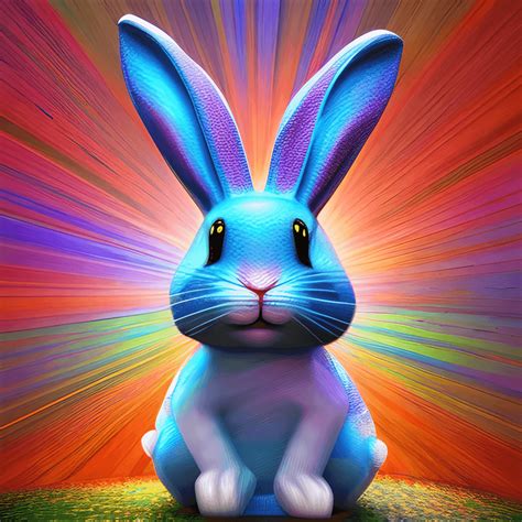 rainbow rabbit 3d masterpiece · creative fabrica
