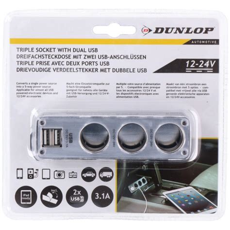 Разклонител за запалка с 3 2 USB 12 24V 3 1 A Dunlop