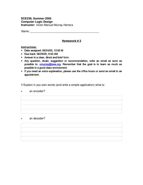 Computer Logic Design Assignment 3 Ece 238l Docsity