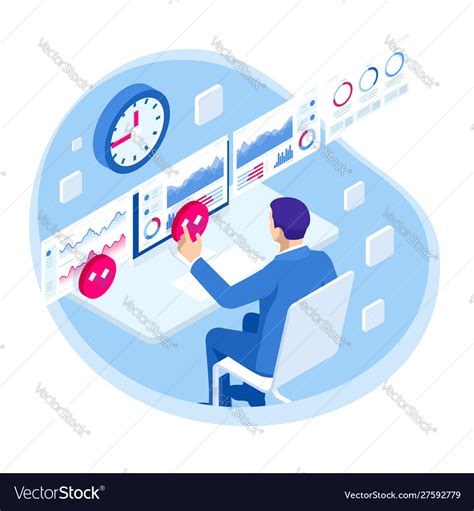 Isometric Business Data Analytics Process Vector Image