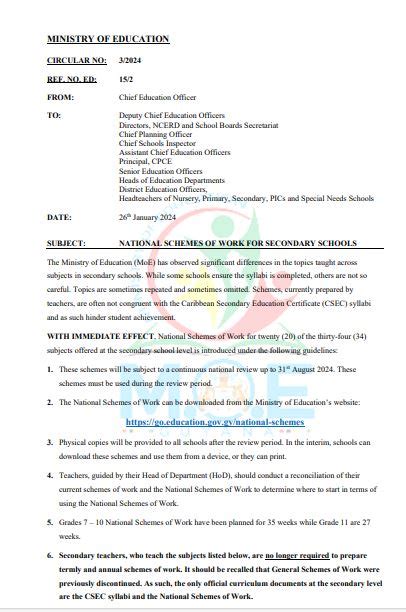2024 01 26 Circular 3 Of 2024 National Schemes Of Work For Secondary Schools 2024