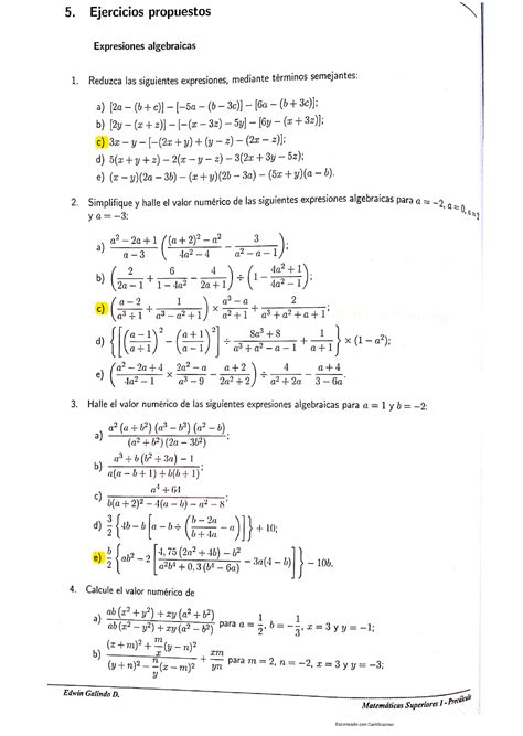 Deber 2 Expresiones Algebraicas Y Factorización 07 07 2021 5