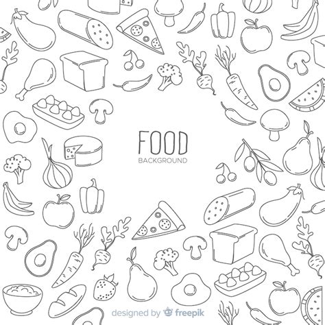 손으로 그린 음식 배경 무료 벡터