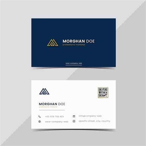 현대 전문 파란색 명함 서식 파일 프리미엄 벡터