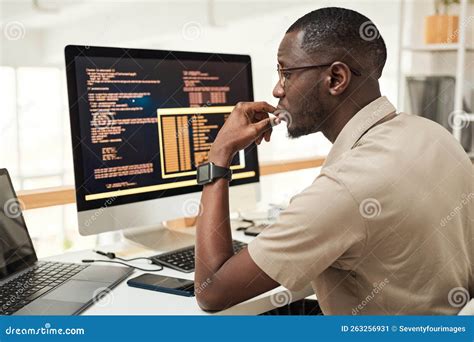 Software Engineer Reading Programming Code Stock Image Image Of