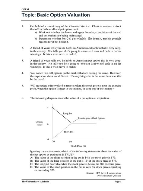 Basic Option Valuation Q Pdf Option Finance Put Option