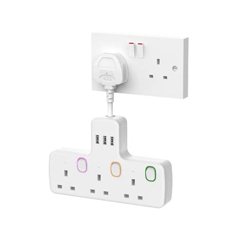 Buy Multi Plug Extension 3 Way 3 Usb With Flexible Plug Mscien Individual Switched Socket