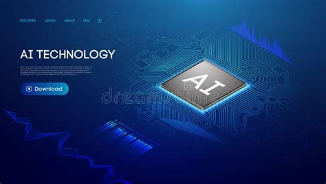 Futuristic 3d Isometric Pcb With Ai Chips Bg Blue Quantum Processor Digital Abstract Design