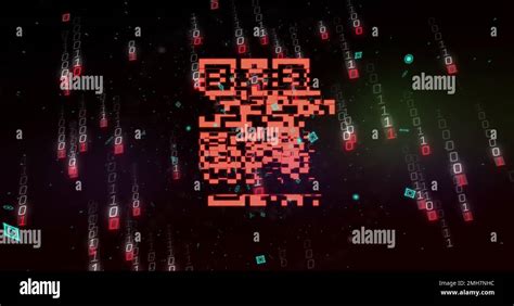 Composite Of Binary Coding And Green Qr Code Stock Photo Alamy
