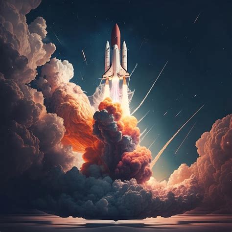 Premium Photo Space Rocket Launch Beautiful Illustration Generative Artificial Intelligence
