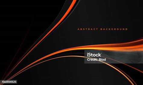 밝은 주황색 리본과 선이 있는 검은색 벡터 추상적인 배경 주황색에 대한 스톡 벡터 아트 및 기타 이미지 주황색 라인아트 추상적인 배경 Istock