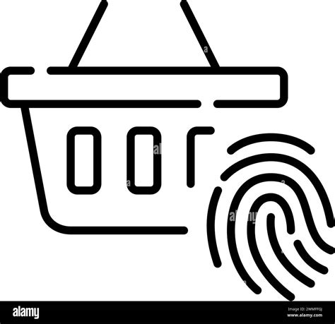 Shopping Basket And Fingerprint E Commerce Biometric Authentication Pixel Perfect Vector Icon