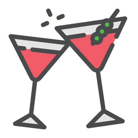 칵테일 무료 음식과 식당개 아이콘
