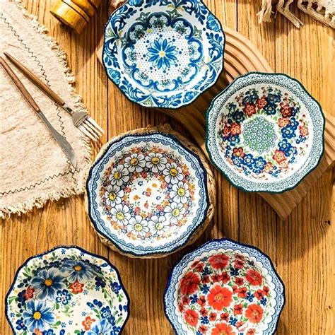 Комплект от 4 керамични чинии в полски стил кръгли чинии с Temu Bulgaria