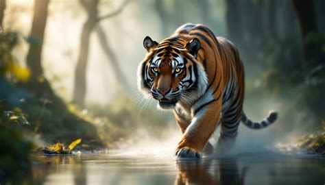 Free Prowling Tiger Dawn Image Tiger Forest Mist Download At Stockcake