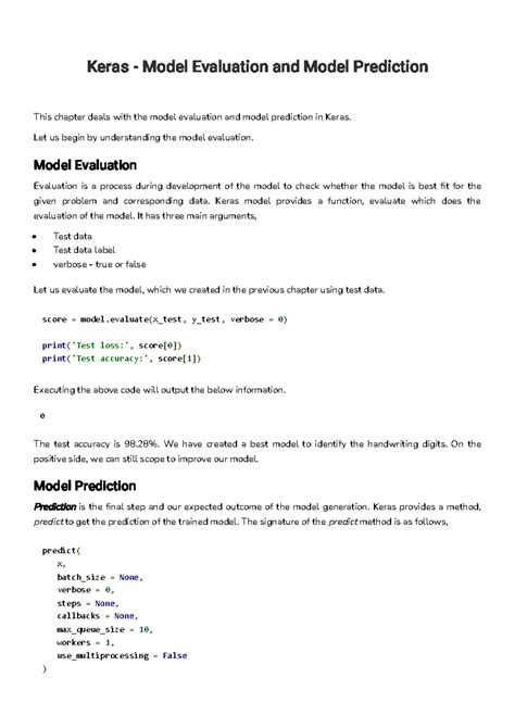 Keras Model Evaluation And Model Prediction Let Us Begin By