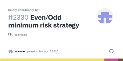 Evenodd Minimum Risk Strategy · Issue 2330 · Binary Combinary Bot · Github